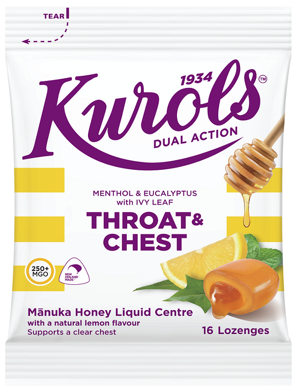 KUROLS Chesty Lozenges Honey & Lemon 16s - NZ Online Chemist
