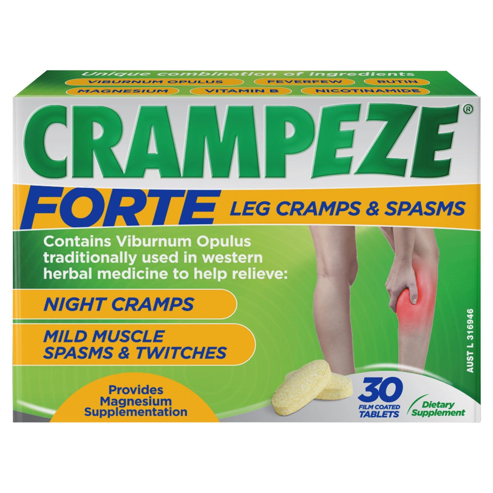 Crampeze Night Cramps Forte Tablets - 30 Tablets for Pain Relief and B ...