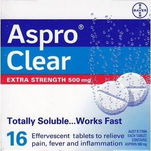 Aspro Clear Extra Strength 500mg Tablets 16 - NZ Online Chemist